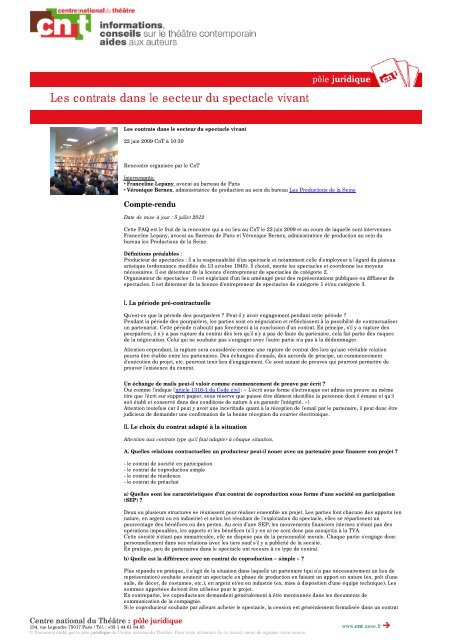 Les contrats dans le secteur du spectacle vivant