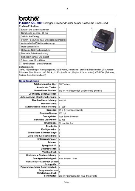P-touch QL-500: Einziger Etikettendrucker seiner Klasse mit Einzel ...