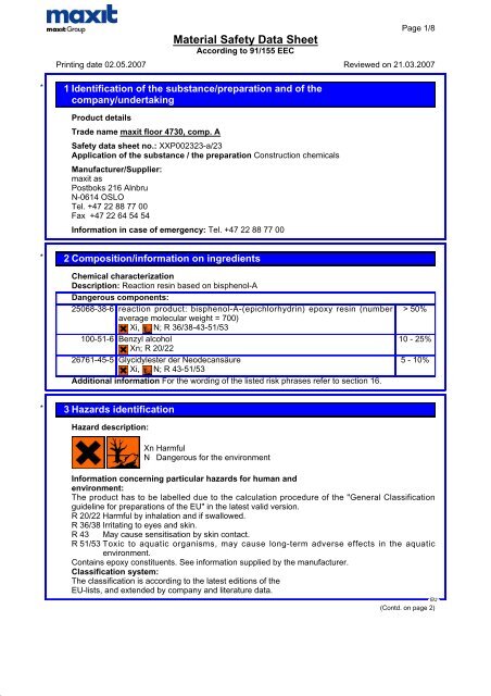 Material Safety Data Sheet