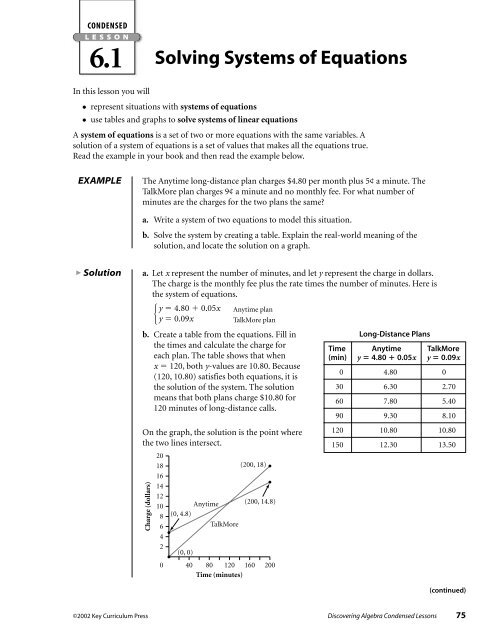 Lesson 6.1 • Solving Systems of Equations