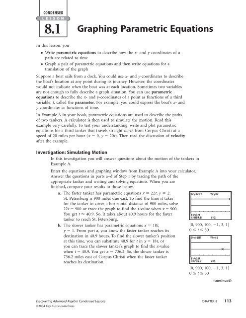 Graphing Parametric Equations