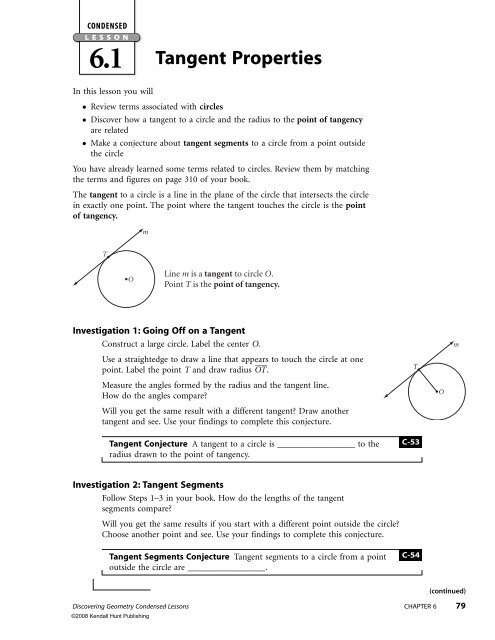 Tangent Properties