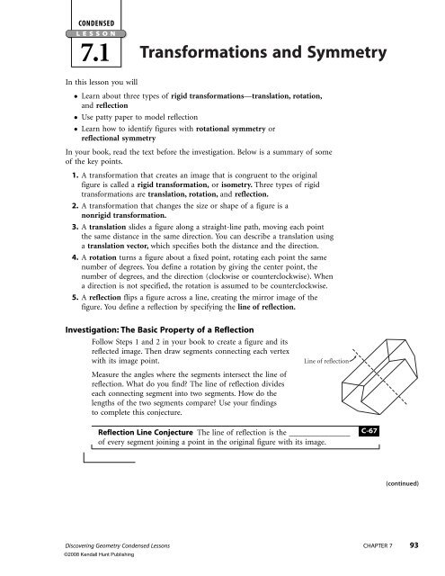 Transformations and Symmetry