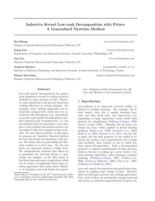 Inductive Kernel Low-rank Decomposition with Priors: A ... - ICML