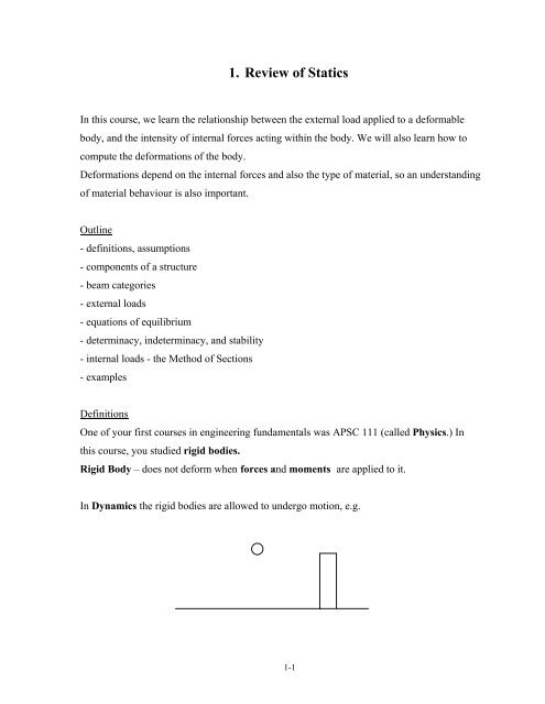 Section 1 - Review of Statics