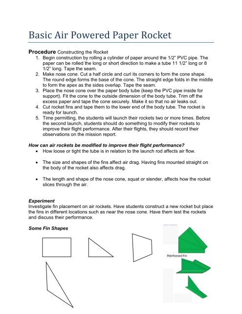 Basic Air Powered Paper Rocket - NWIC Blogs