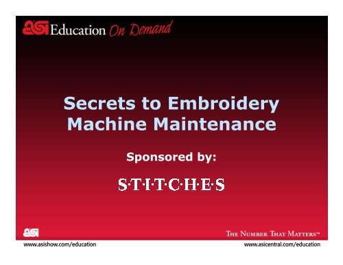 Secrets to Embroidery Machine Maintenance