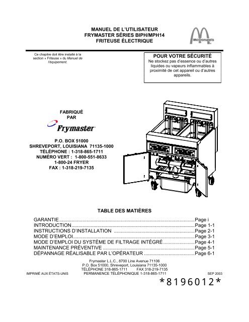 8196012 - Frymaster
