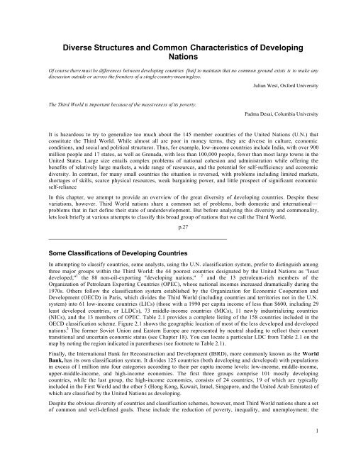 Diverse Structures and Common Characteristics of Developing ...