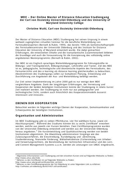 MDE ? Der Online Master of Distance Education Studiengang ...