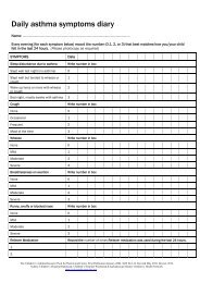 Daily asthma symptoms diary - Kids Health @ CHW