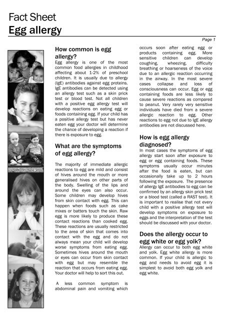 Fact Sheet Egg allergy - Kids Health @ CHW