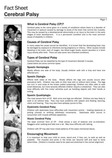 Fact Sheet Cerebral Palsy - Kids Health @ CHW