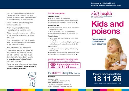 Kids and Poisons Brochure.pdf - Kids Health @ CHW