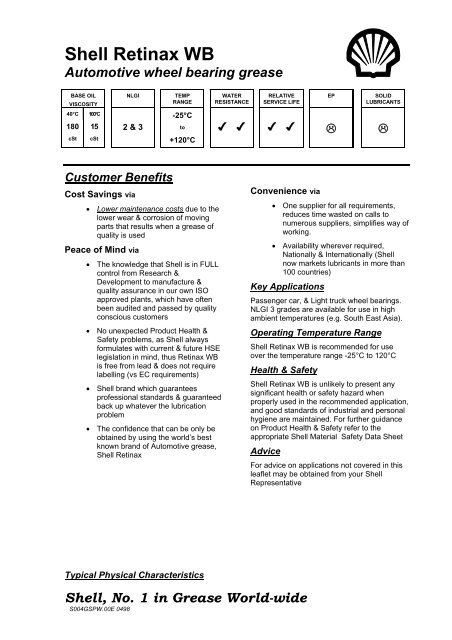 Shell Retinax WB - Parsian Super Lubricants