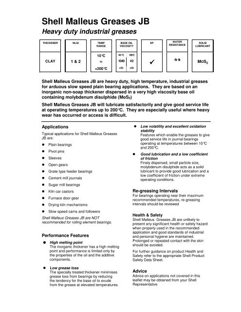 Shell Malleus Greases JB - Parsian Super Lubricants