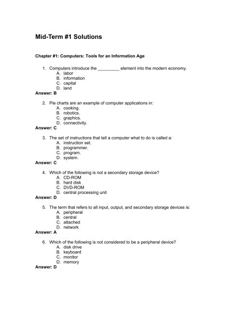 Mid-Term #1 Solutions