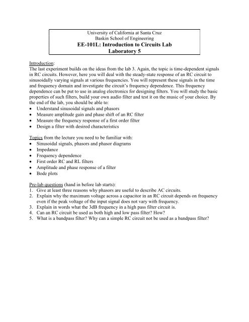 EE-101L: Introduction to Circuits Lab Laboratory 5