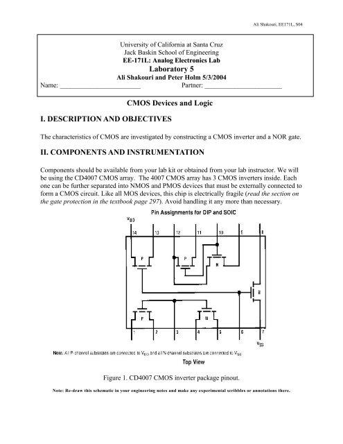 Laboratory 5 CMOS Devices and Logic I. DESCRIPTION AND ...