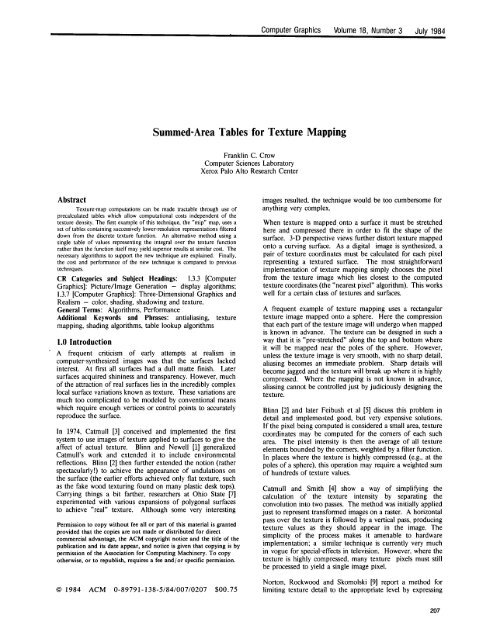 Summed-Area Tables for Texture Mapping - Courses