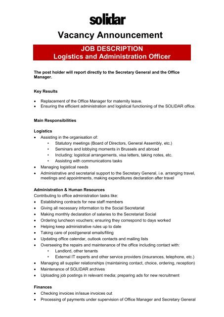 DRAFT JOB DESCRIPTION - Horus