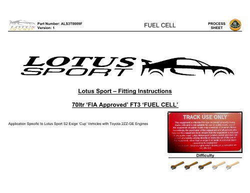 FUEL CELL Lotus Sport – Fitting Instructions 70ltr 'FIA ... - lotus elise