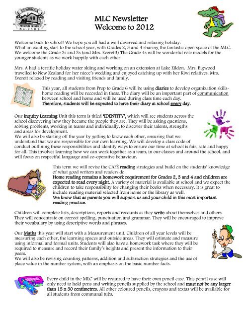 Grade 2/3B, 3/4F and 4H Newsletter - Gembrook Primary School