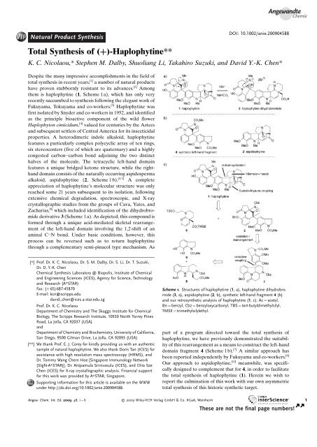 Total Synthesis of (+)-Haplophytine