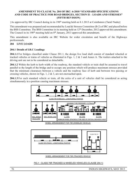 AMENDMENT TO CLAUSE No. 204 OF IRC: 6-2010 - Indian Roads ...