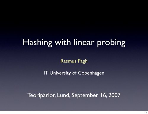 Hashing With Linear Probing