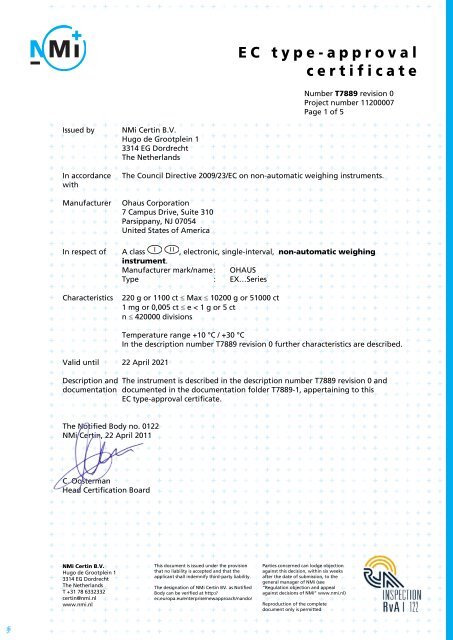 EC type-approval certificate