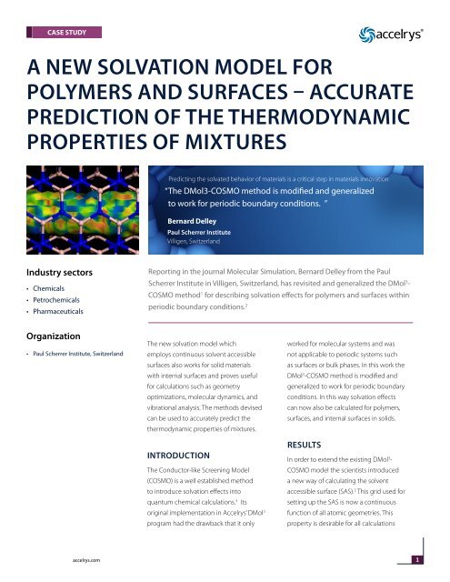 A New SOlvAtION MOdel fOr POlyMerS ANd SurfAceS ... - Accelrys