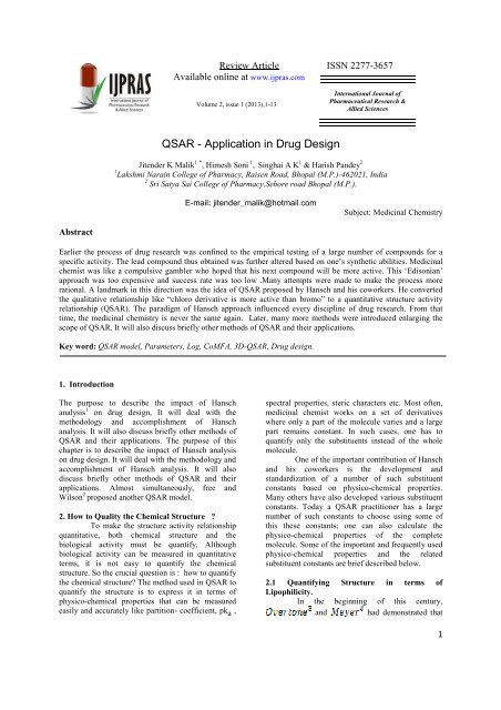 QSAR - Application in Drug Design
