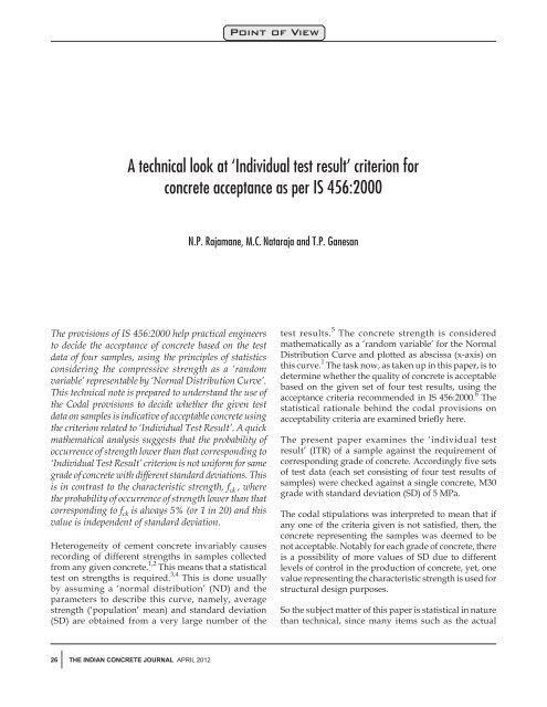 A technical look at 'Individual test result' criterion for concrete ...