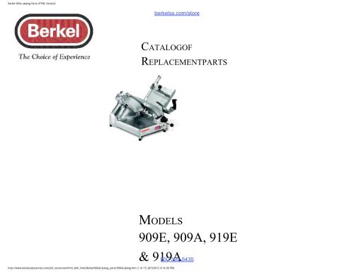 Berkel 900a catalog Parts (HTML Version) - Berkel Sales & Service