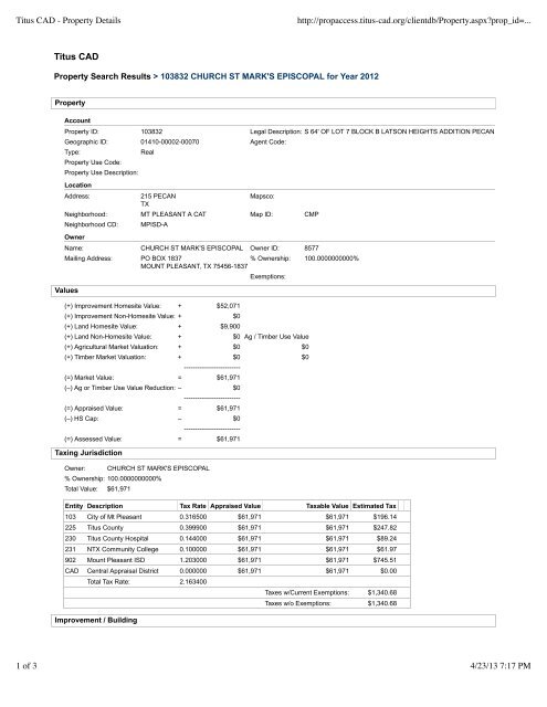 Titus CAD - Property Details