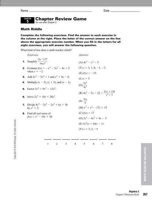Chapter Resources Volume 1: Chapters 1–5 - MathnMind