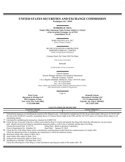 [SEC Filing]Schedule TO_A(Amendment No.8) [ PDF : 290KB ]