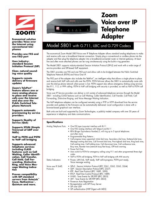Zoom Voice over IP Telephone Adapter