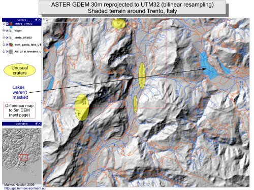 ASTER GDEM 30m reprojected to UTM32 (bilinear resampling ...