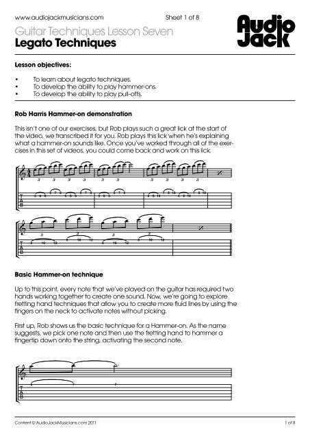Guitar Techniques Lesson Seven Legato Techniques - audiojack