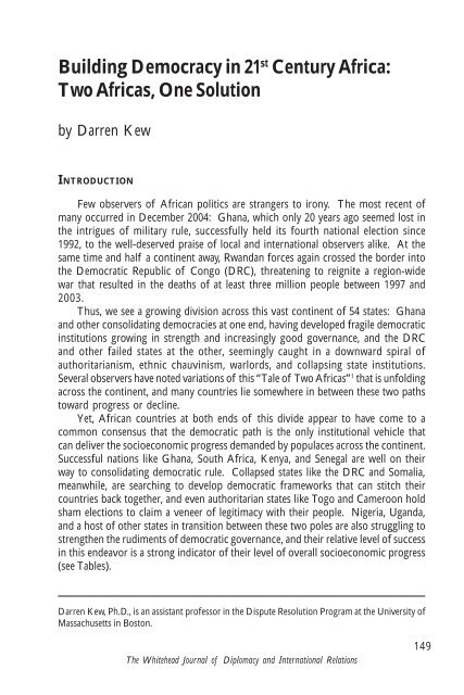 Building Democracy in 21st Century Africa: Two Africas, One Solution