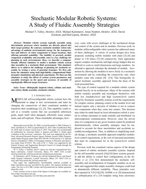 Stochastic Modular Robotic Systems - Cornell Creative Machines ...