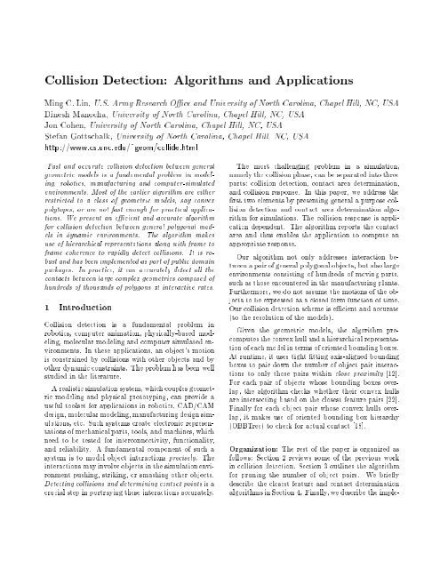 Collision Detection Algorithms And Applications Geometric