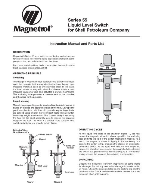 46-628 Series 55 Liquid Level Switch IO - Magnetrol International
