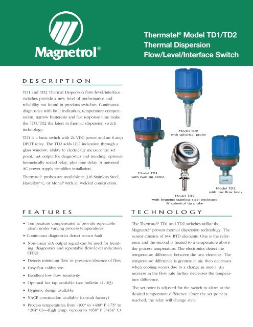 Thermatel® Model TD1/TD2 - Magnetrol International