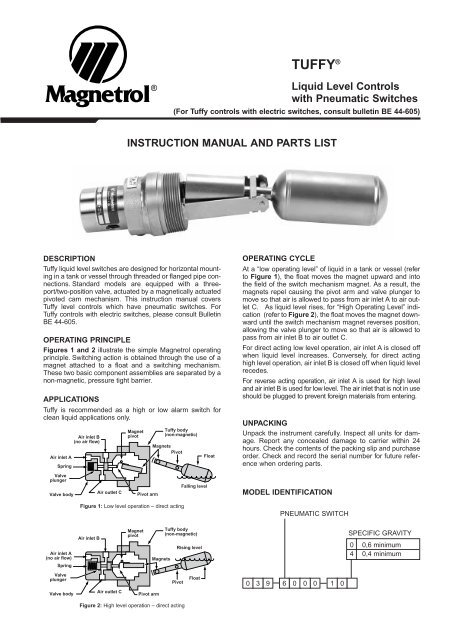 Tuffy With Pneumatic Switch Instruction Manual 44-606
