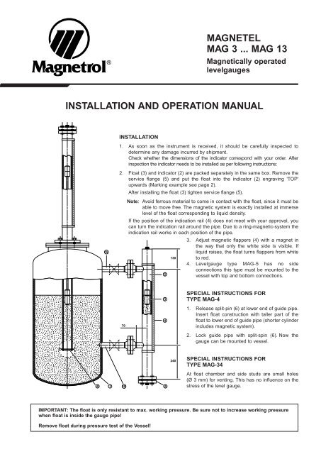 Installation and operation manual - Magnetrol International