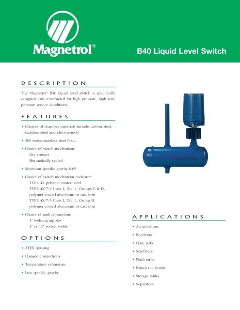 46-120 B40 Liquid Level Switch - Magnetrol International