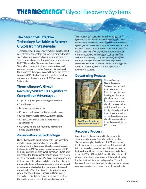 Glycol Recovery Systems